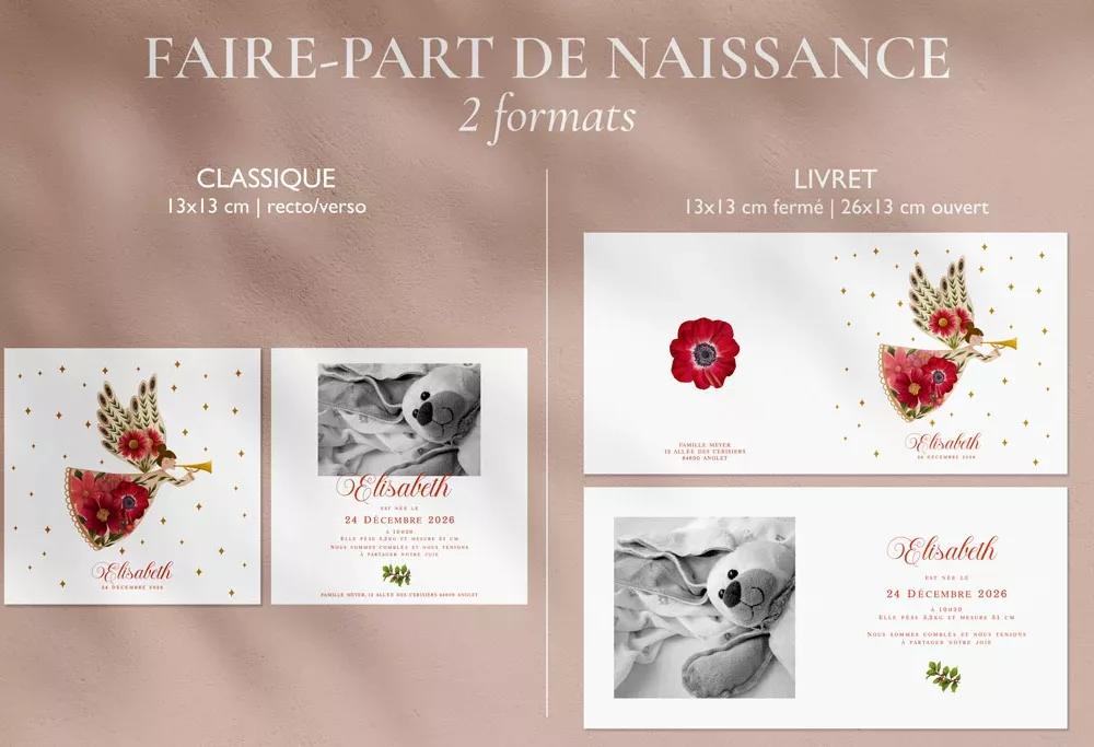 FAIRE-PART DE NAISSANCE NOËL MON ANGE - Maison Célestine