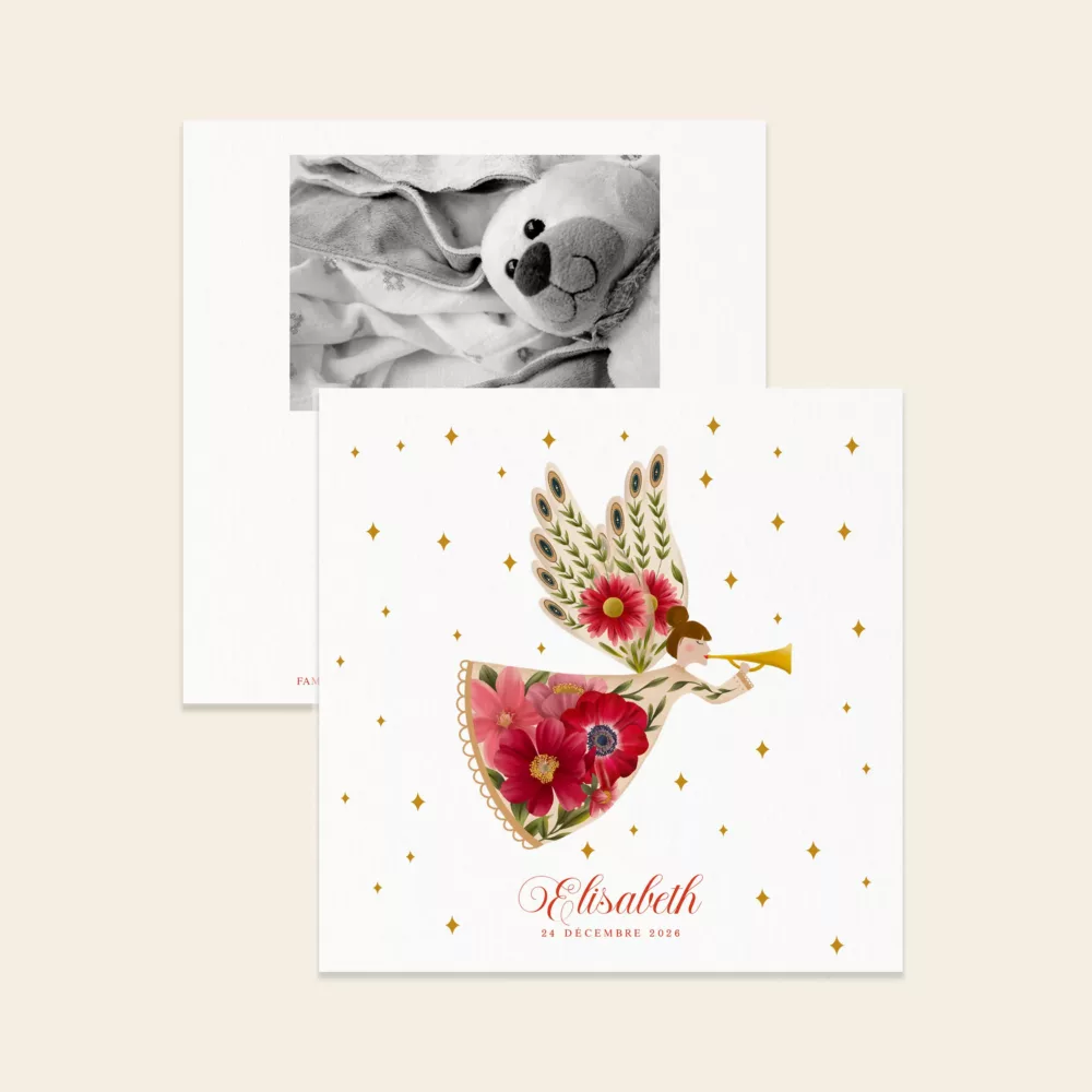 FAIRE-PART DE NAISSANCE NOËL MON ANGE - Maison Célestine