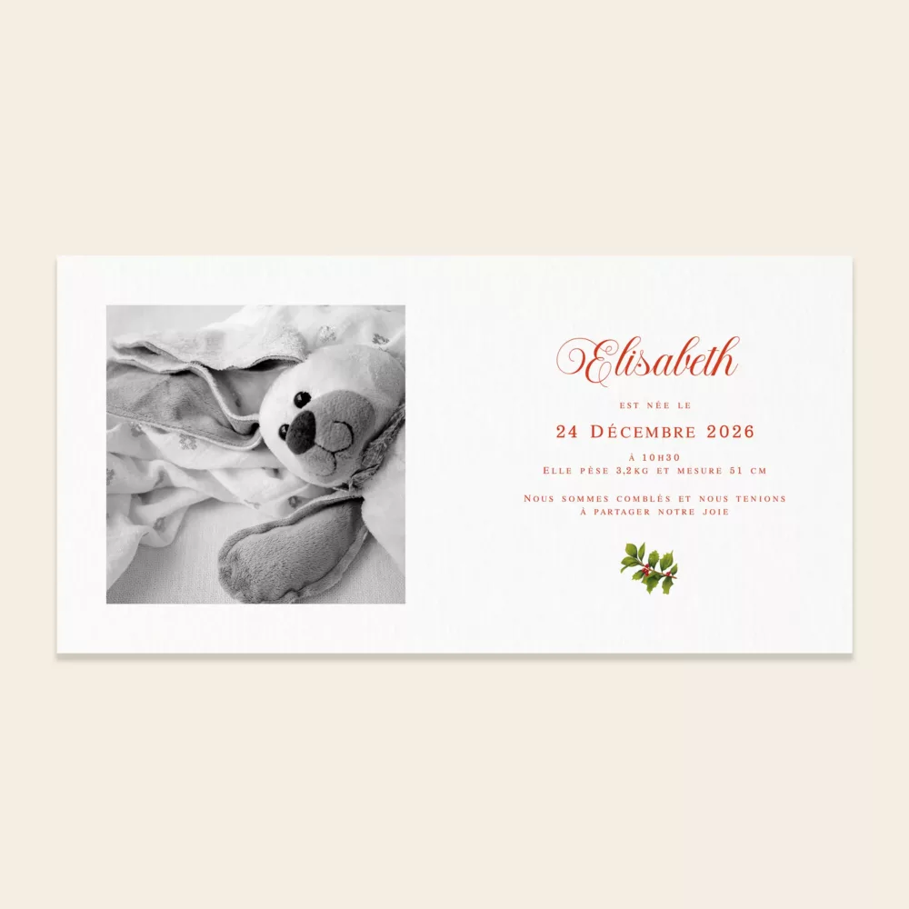 FAIRE-PART DE NAISSANCE NOËL MON ANGE - Maison Célestine