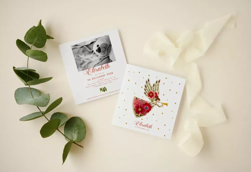 FAIRE-PART DE NAISSANCE NOËL MON ANGE - Maison Célestine